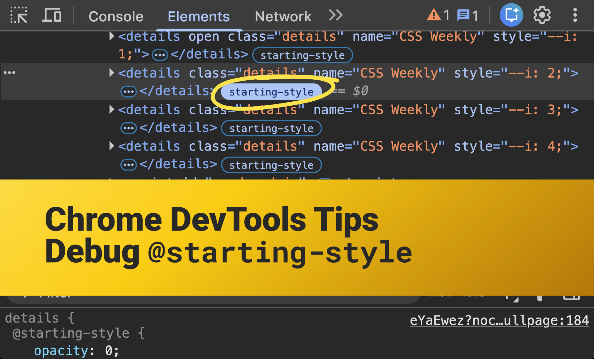 How to debug @starting-style at-rule in Chrome DevTools - CSS Weekly